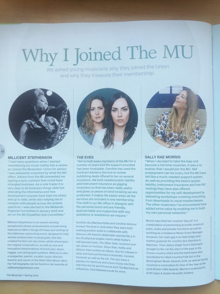 Why am I really chuffed with the Musicians Union? - Millicent Stephenson